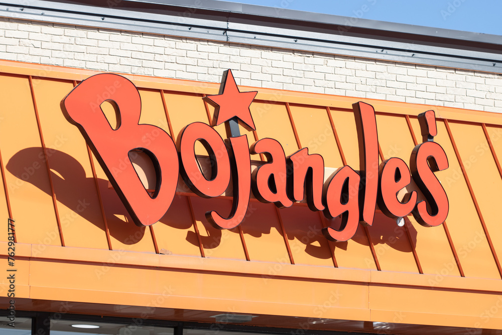 Charlotte, NC, USA - June 19, 2022: Bojangles sign is seen at one of ...