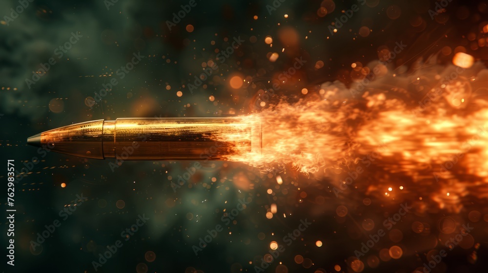 a bullet being fired from a gun, Bullet shooting out from gun. Close-up ...