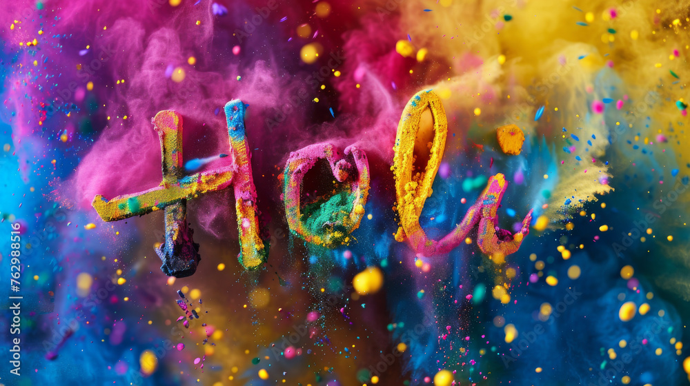 Holi the Indian festival of colors background with written word Holi ...