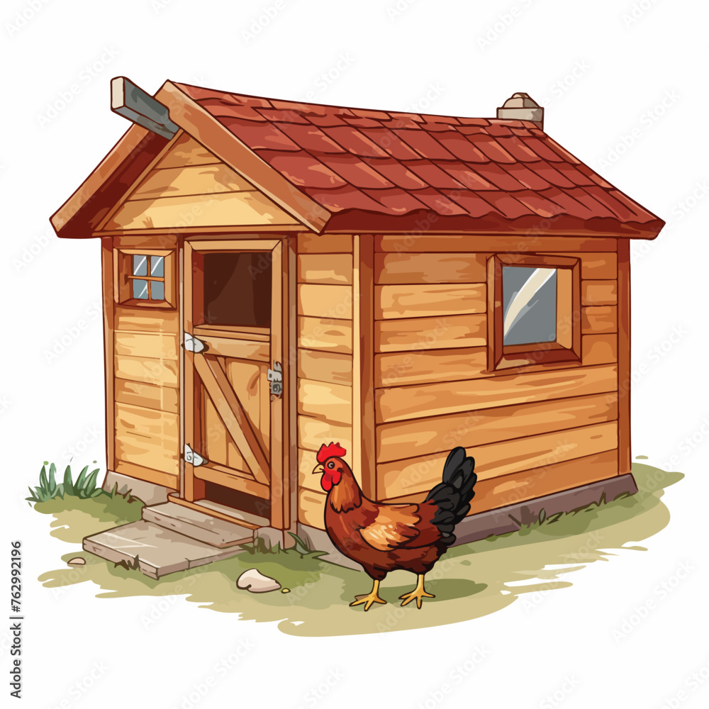 Chicken Coop Clipart clipart isolated on white background Stock Vector ...