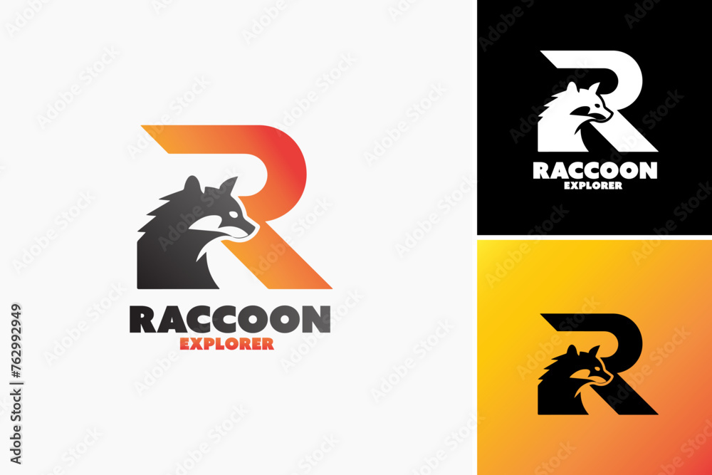 Raccoon Explorer Logo: The letter R cleverly integrates with a raccoon ...