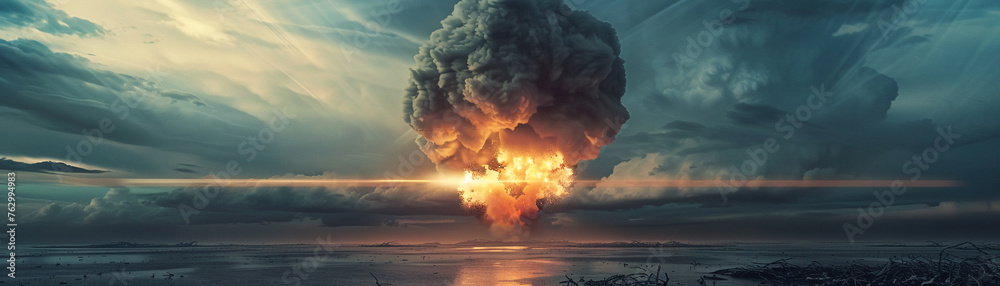 Virtual simulation of atomic bomb impact lab Stock Photo | Adobe Stock