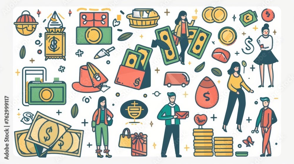 A modern illustration of a luxurious character who spends money on ...