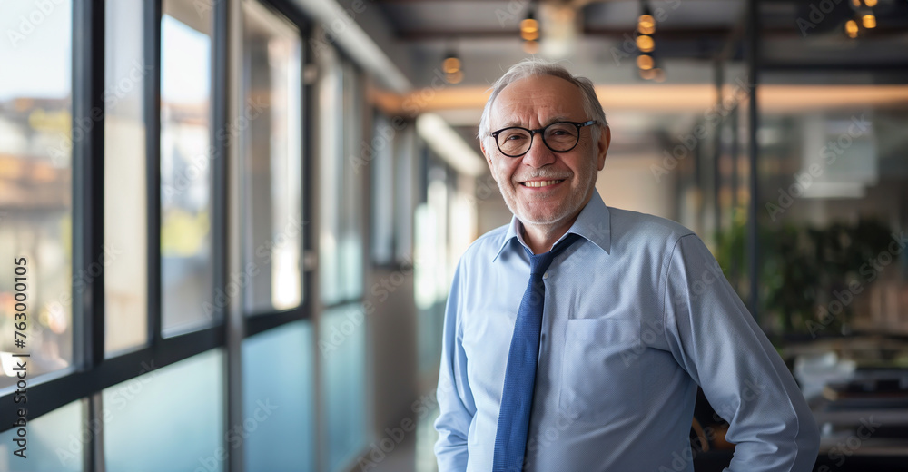 Older senior businessmen in the modern office smile sympathetically ...