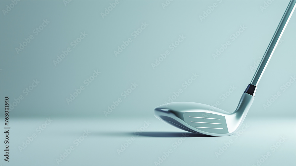 Elegant 3D golf club, positioned mid-swing with a motion blur effect ...