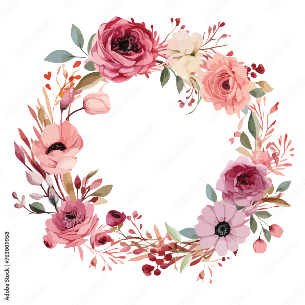 Flower Wreath Clipart clipart isolated on white background Stock Vector ...