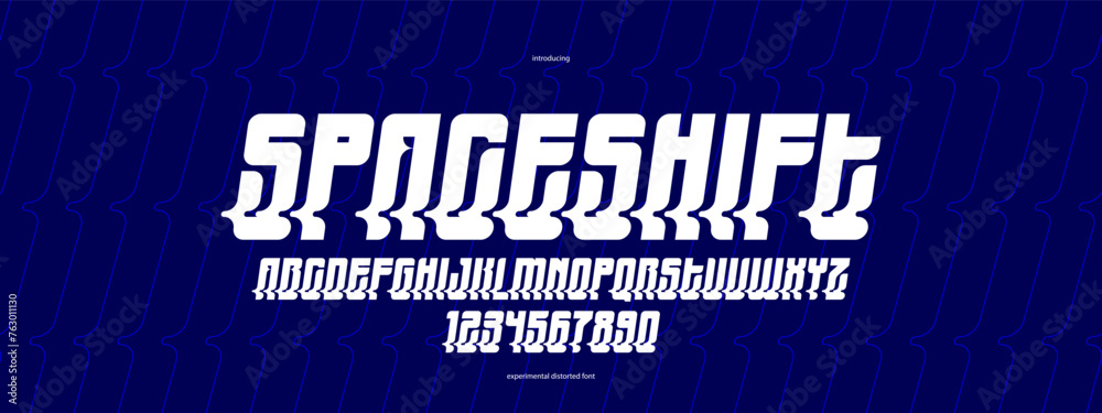 Bended and deformed display font for logos and posters, vector ...