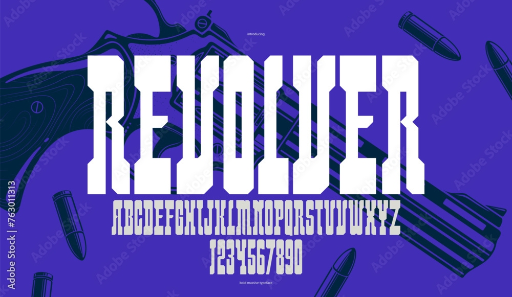 Bold tall massive vector geometric font for logo creation, wild west ...