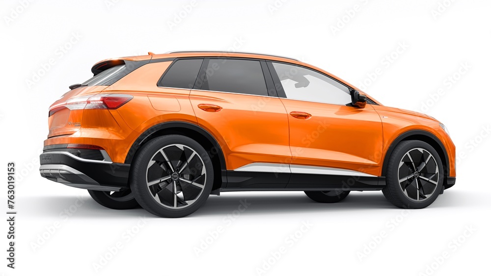 Berlin. Germany. March 11, 2024. Audi Q4 e-tron 2022. Orange modern ...