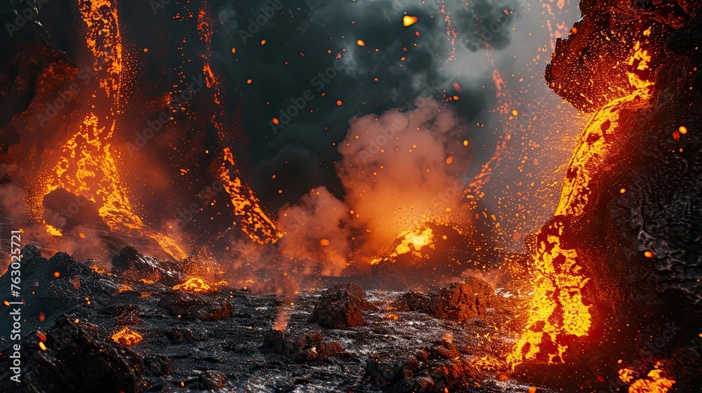 Volcano, frozen lava, landscape, volcanic eruption, natural disaster ...