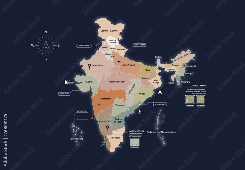 India Map Vector Layout Stock Template | Adobe Stock