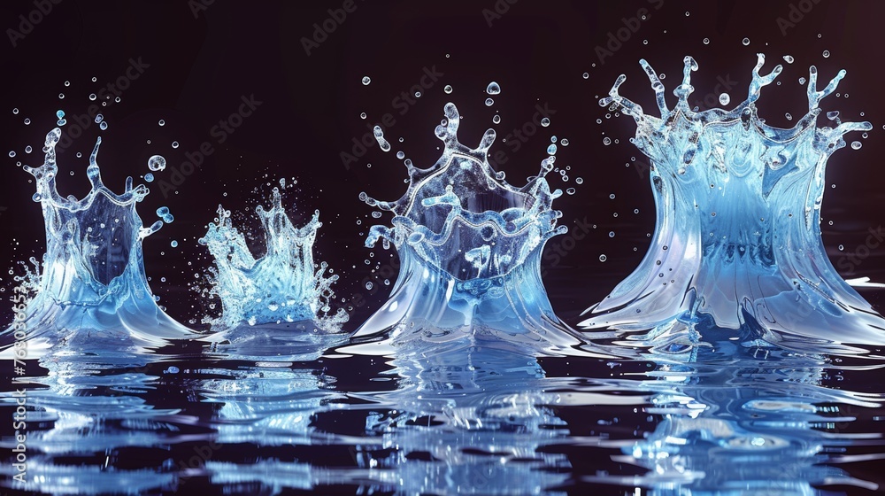Water splash, vfx game cartoon video effects set with 2d liquid drops ...