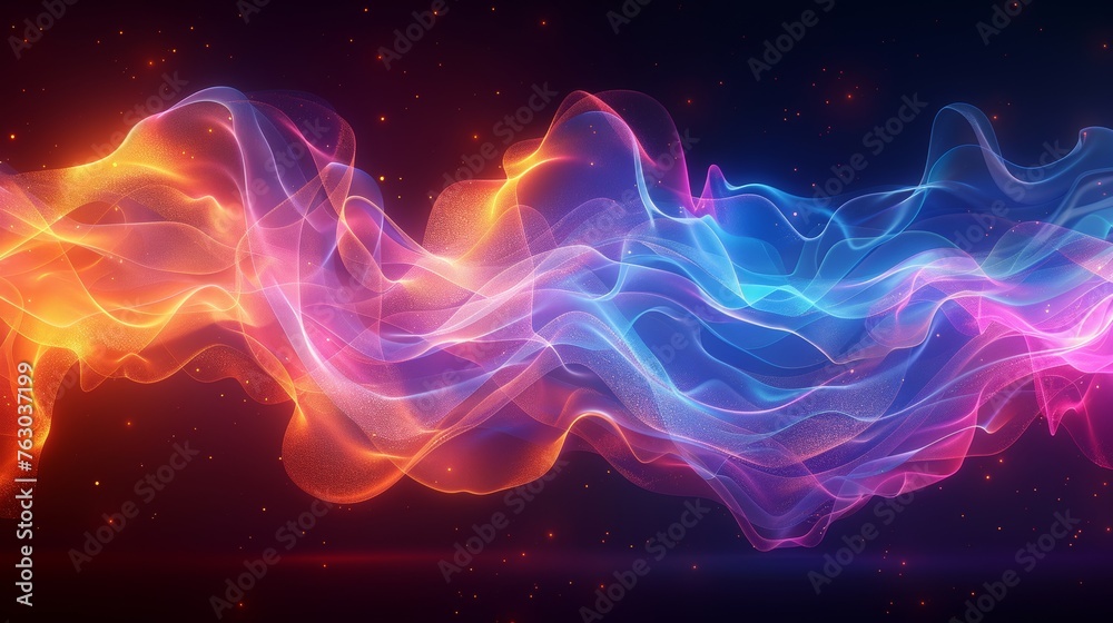 Soft translucent gradient stream movement. Violet neon color wave. Blue ...