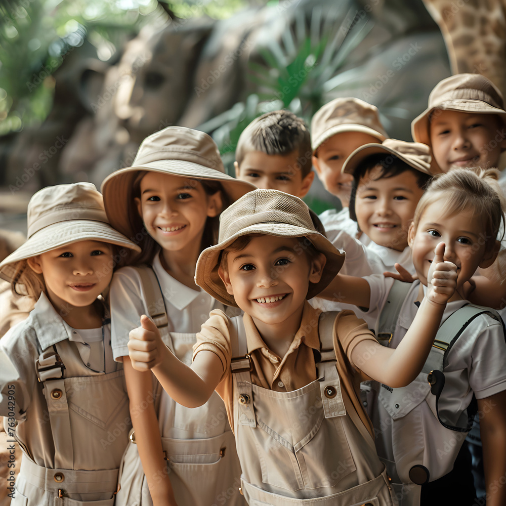 Group of children doing their dream job as Animal Keepers standing ...