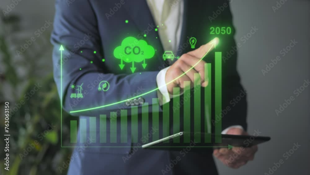 green energy zero emission carbon co2 reduction graph charts,business ...