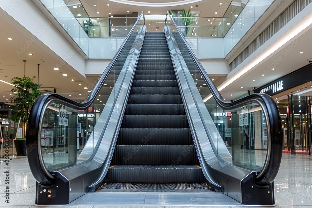 elevator escalator is moving staircase used as transportation between ...