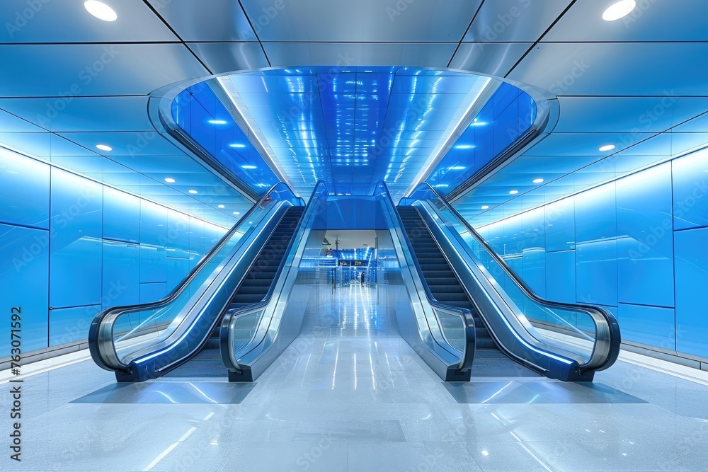 elevator escalator is moving staircase used as transportation between ...