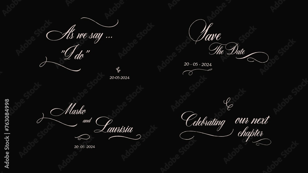 Wedding Forever Together Romantic Titles Overlays Stock Template ...