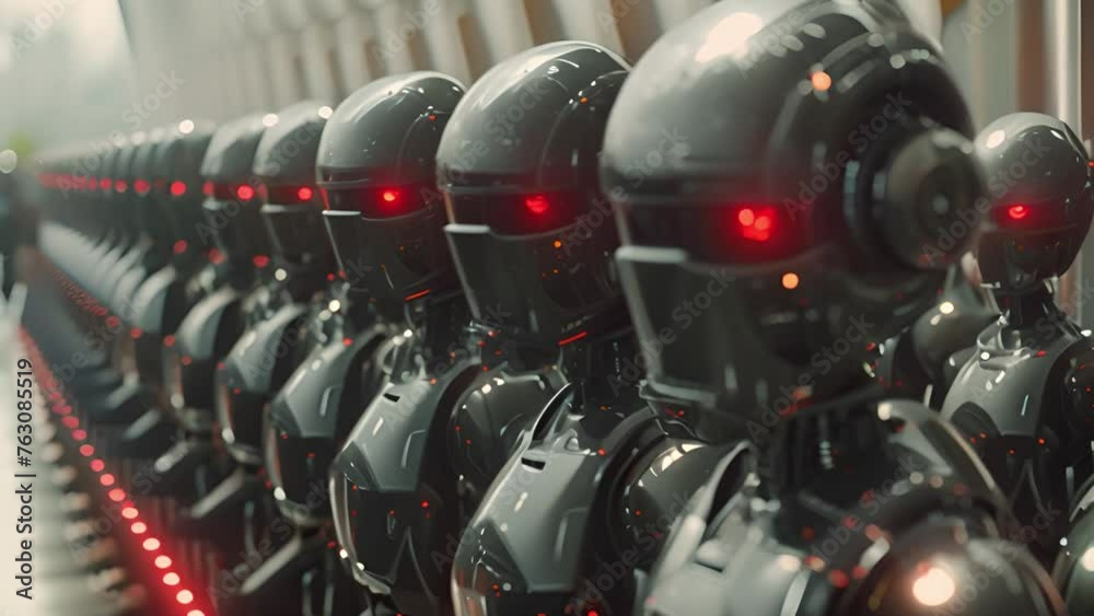 Automated assembly: Animation of robot model mass production. Stock ...