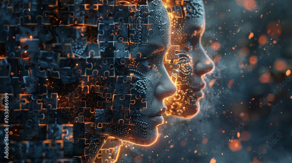 an engaging composition highlighting the integration of humans and AI ...