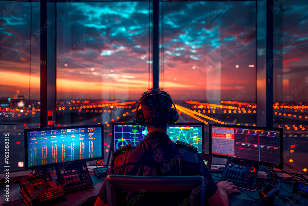 Airport Tower Communication: Air Traffic Controllers Coordinate ...