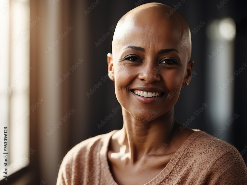 Happy attractive charming implemented middle-aged dark-skinned woman ...