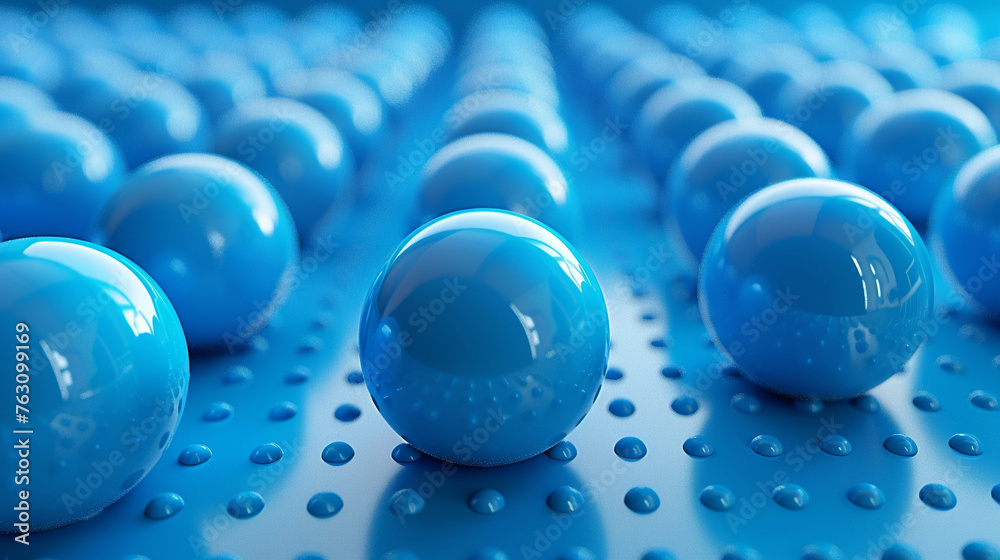 abstract background 3d wallpaper with soft blue balls on a bumpy floor ...