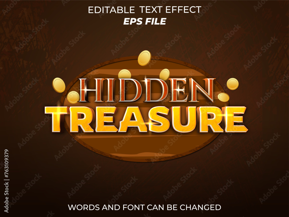 hidden treasure text effect, font editable, typography, 3d text for ...