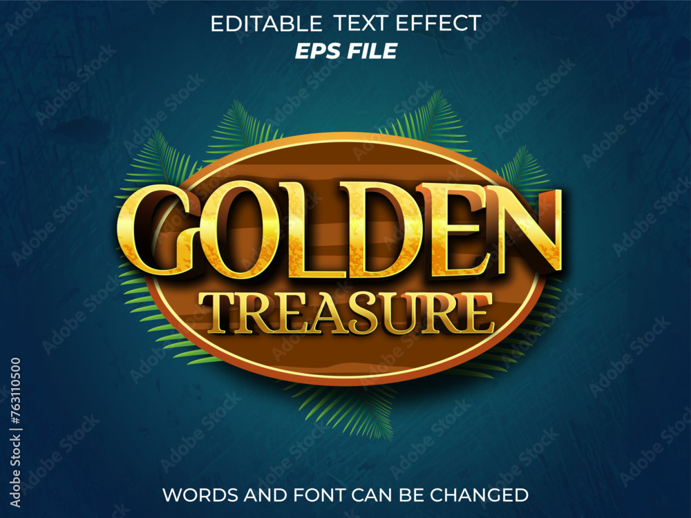 golden treasure text effect, font editable, typography, 3d text for ...