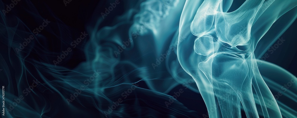 X-ray of a human knee, 3D render, medical advertisement banner, free ...
