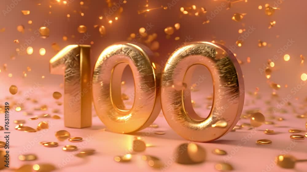 Gold shiny 100 anniversary,followers and likes, Elegant Greeting ...