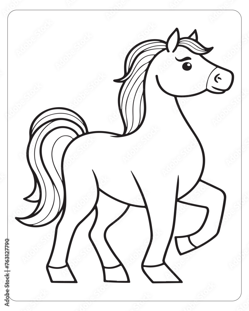 Horse Vector, Horse Coloring Pages, Black and white Animals Stock ...