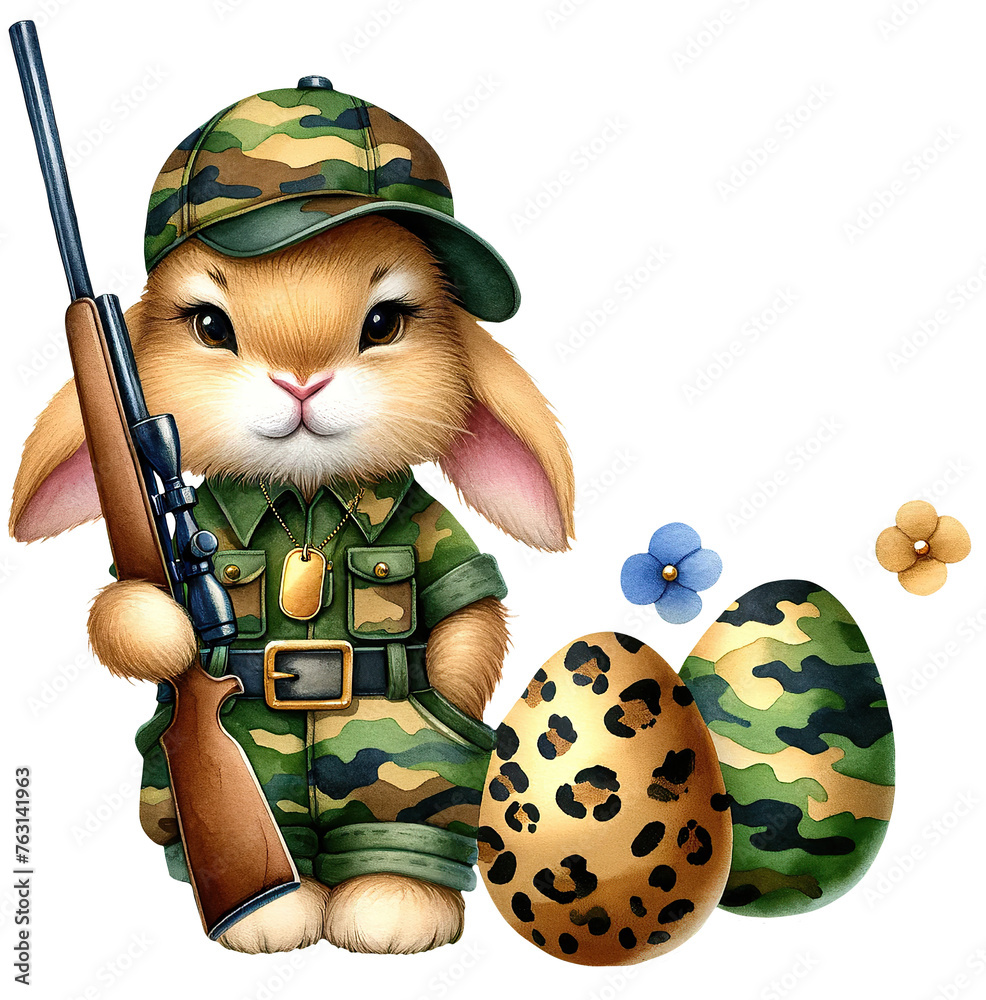 Commando Bunny, Easter Egg Recon, camouflage, rifle, gear, mission ...