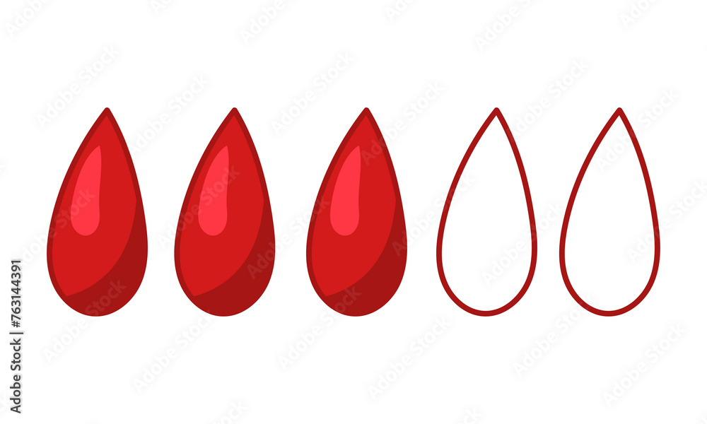 Drops of blood to indicate the strength of bleeding during menstruation ...