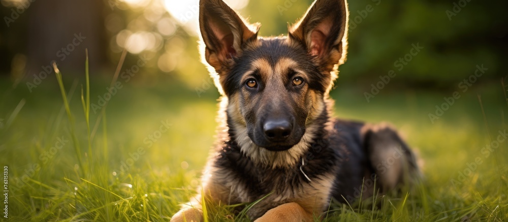 A German shepherd puppy, a breed known for being a herding dog and ...