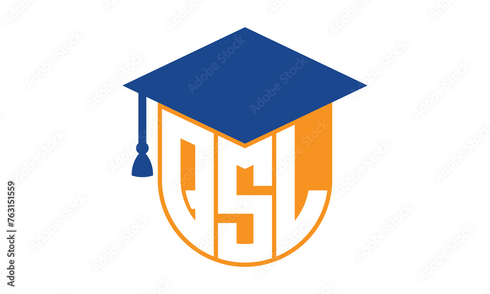 QSL initial letter academic logo design vector template. school college ...