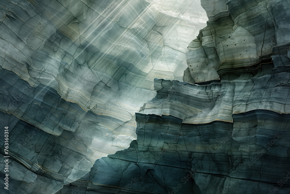 Gods rays in a rocky cave. Background image. Created with Generative AI ...