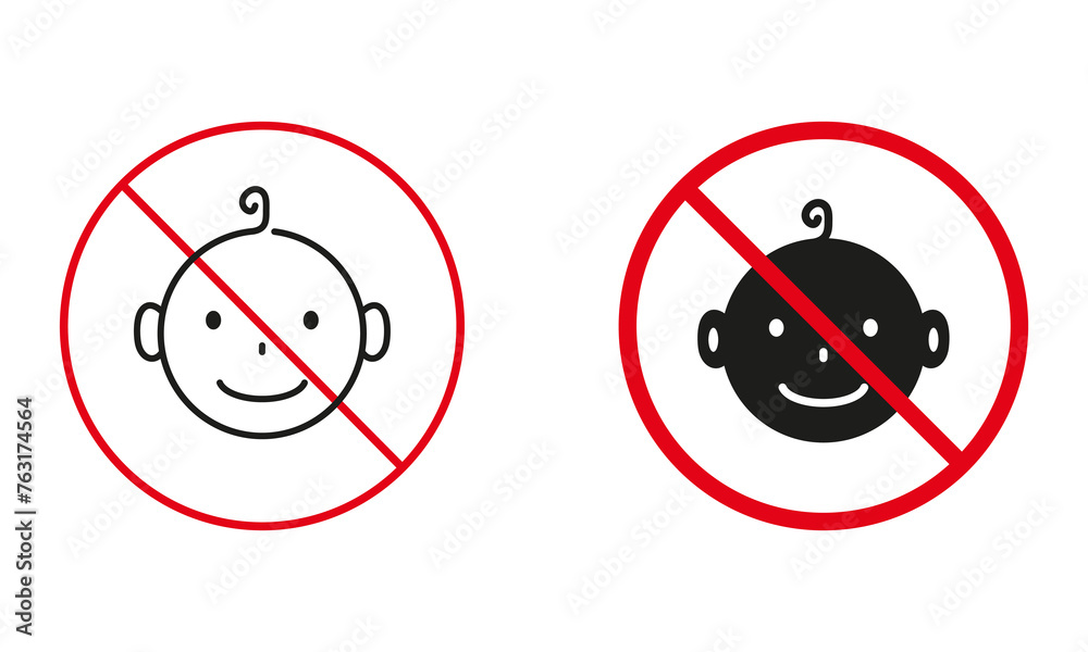 Baby Not Allowed, Danger Game for Child Warning Sign Set. Kid ...