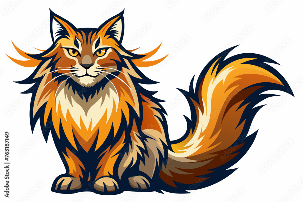 A Maine Coon cat is a very large breed with a beautiful long coat of ...