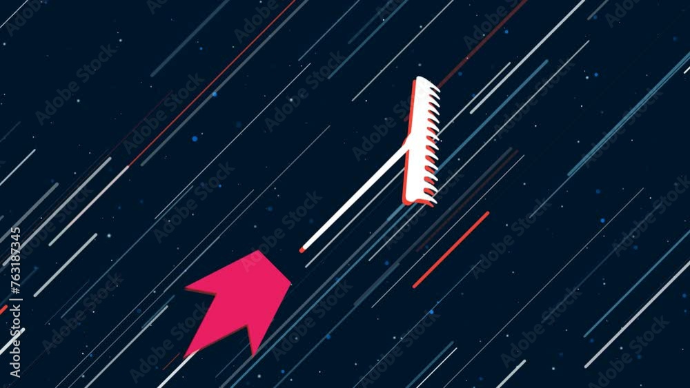 Rake symbol flies through the universe on a jet propulsion. The symbol ...