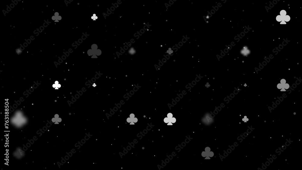 Template animation of evenly spaced clubs of different sizes and ...