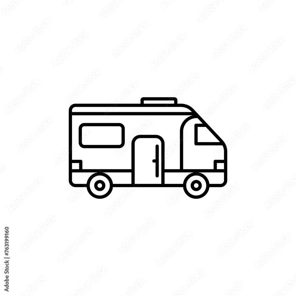 Caravan icon. Motor Home. side view,Simple outline style sign symbol ...