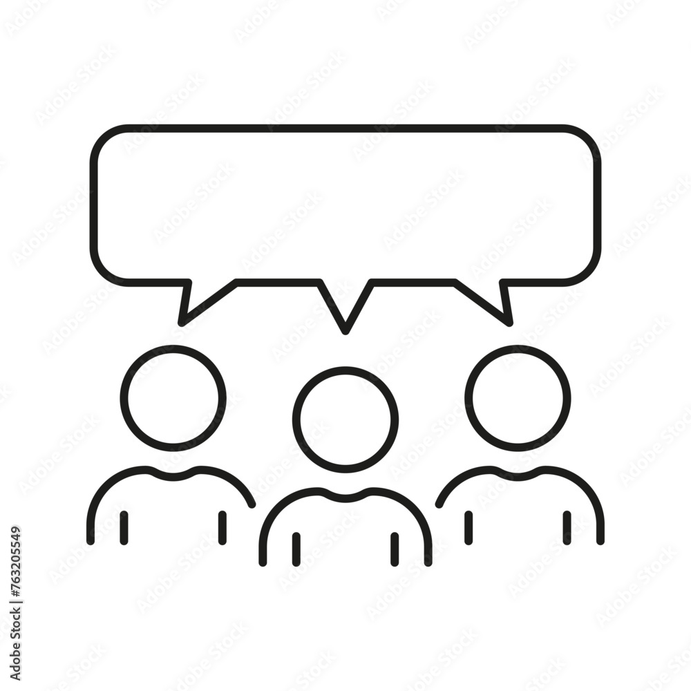 Speech Bubble And Group Of People Line Icon. Team Talk, Discussion ...
