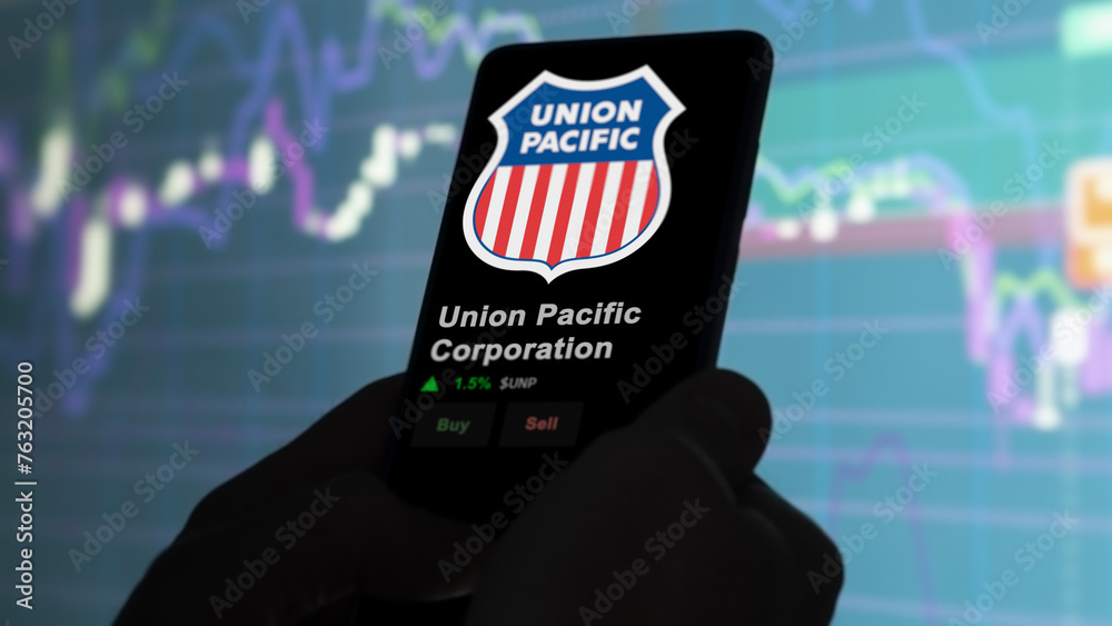 March 12th 2024 Omaha, Nebraska. The logo of Union Pacific Corporation ...