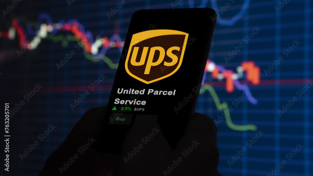 January 15th 2024. The logo of United Parcel Service on the screen of ...