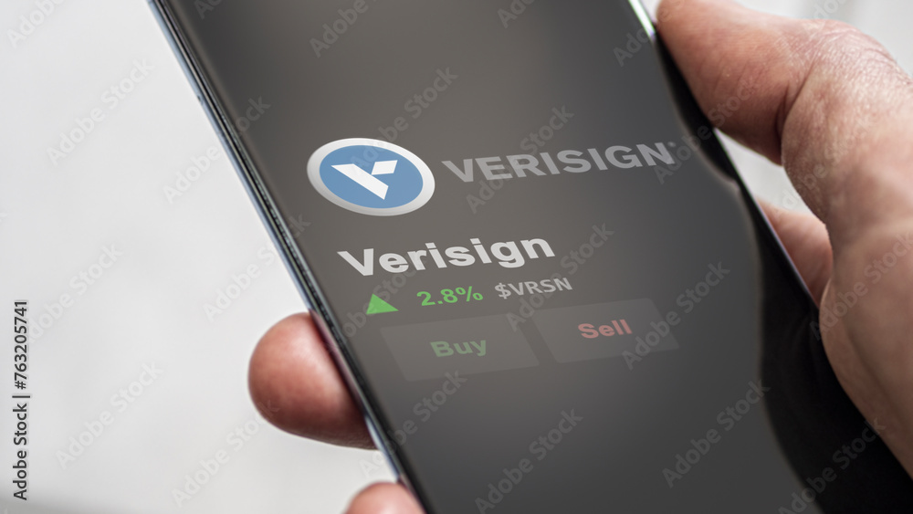 January 15th 2024. The logo of Verisign on the screen of an exchange ...