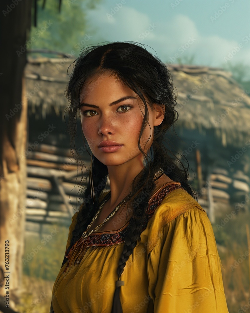 Image of Pocahontas in her classic depiction, native american girl ...
