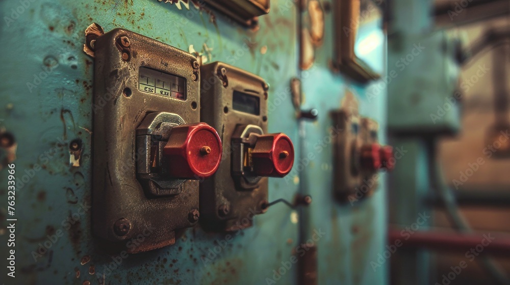 Fuse-box with three automatic fuses for installation; note shallow ...