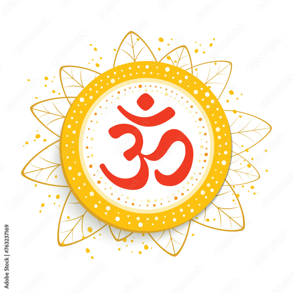 Om or Aum Indian sacred sound. The symbol of the divine triad of Brahma ...