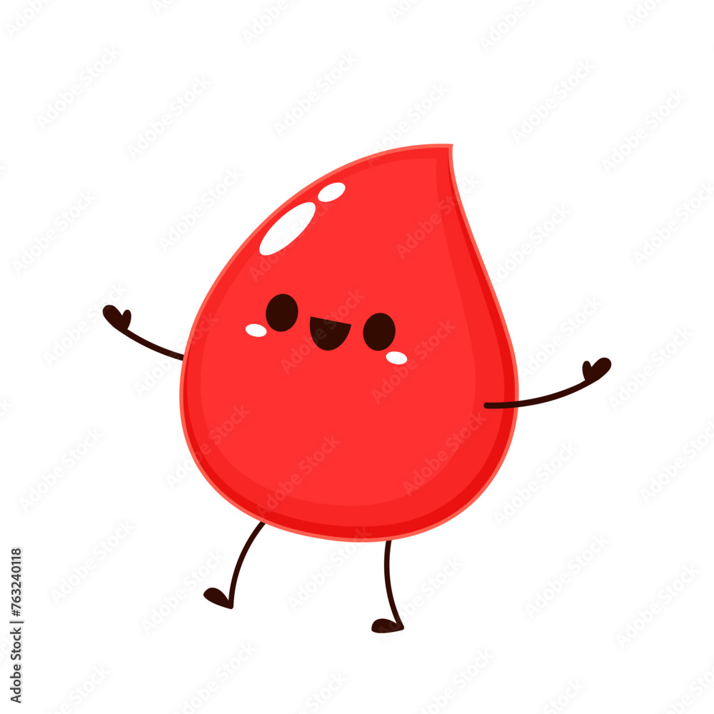 Red Blood Drop Cartoon Character. Vector Illustration Flat Design ...